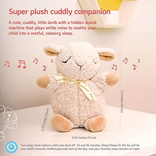 Cloud b Travel Soothing Sound Machine | Cuddly Stuffed Animal | 4 White Noise | Auto-Shutoff | Travel Sleep Sheep on the Go