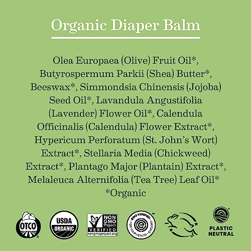 Earth Mama Organic Diaper Balm Multipurpose Baby Ointment | EWG Verified, Petroleum & Fragrance Free with Calendula for Sensitive Skin, 2-Fluid Ounce (2-Pack)