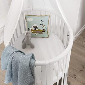 Stokke Sleepi Mini Fitted Sheet, White - Soft Sheets for Sweet Dreams - Made for The Oval Sleepi Mini Mattress - Safe, Stylish & Washable - 100% Fine Cotton Percale