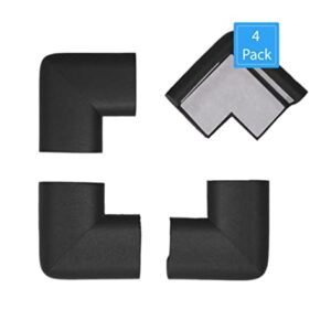 KidKusion 4-Piece Safety Corner Cushion, Black, Child Proofing Corner Guard, Made in USA, Child Safety, Home Furniture Safety Bumper, Baby Proof Table Protector, 4 Count (Pack of 1)