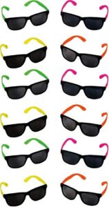 rhode island novelty assorted neon sunglasses, pack of 12