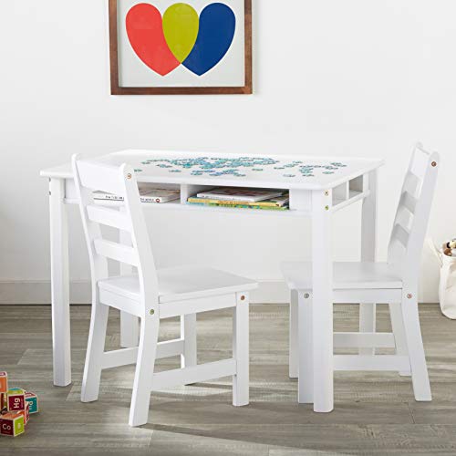 Lipper International Child's Rectangular Table with Shelves and 2 Chairs, White