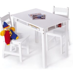 Lipper International Child's Rectangular Table with Shelves and 2 Chairs, White