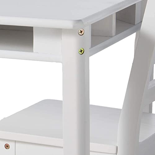 Lipper International Child's Rectangular Table with Shelves and 2 Chairs, White