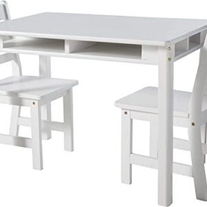 Lipper International Child's Rectangular Table with Shelves and 2 Chairs, White