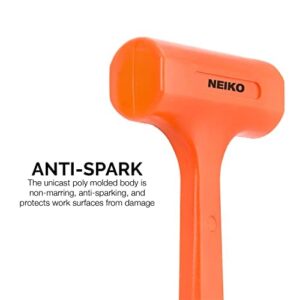 NEIKO 02847A 2 LB Dead Blow Hammer, Neon Orange | Unibody Molded | Checkered Grip | Spark and Rebound Resistant