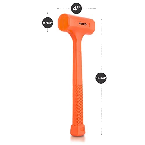 NEIKO 02847A 2 LB Dead Blow Hammer, Neon Orange | Unibody Molded | Checkered Grip | Spark and Rebound Resistant