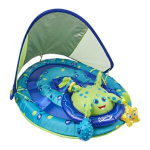 SwimWays Baby Spring Float Activity Center with Adjustable Canopy and UPF Sun Protection, Green Octopus