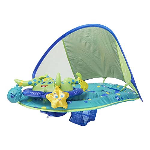 SwimWays Baby Spring Float Activity Center with Adjustable Canopy and UPF Sun Protection, Green Octopus