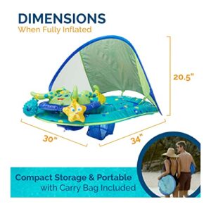 SwimWays Baby Spring Float Activity Center with Adjustable Canopy and UPF Sun Protection, Green Octopus