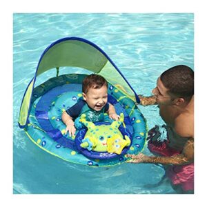 SwimWays Baby Spring Float Activity Center with Adjustable Canopy and UPF Sun Protection, Green Octopus