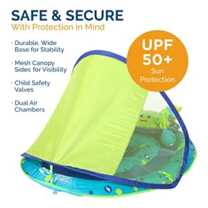 SwimWays Baby Spring Float Activity Center with Adjustable Canopy and UPF Sun Protection, Green Octopus