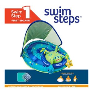 SwimWays Baby Spring Float Activity Center with Adjustable Canopy and UPF Sun Protection, Green Octopus