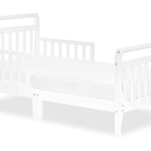 Dream On Me Classic Sleigh Toddler Bed in White, JPMA Certified, Comes with Safety Rails, Non-Toxic Finishes, Low to Floor Design, Wooden Nursery Furniture