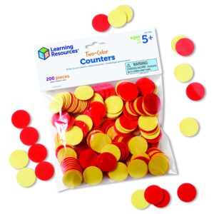 learning resources two-color counters, set of 200, ages 5+, grades k+, educational counting sorting and patterning, family counters,back to school supplies,teacher supplies