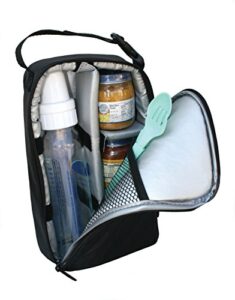 j.l. childress pack 'n protect cooler - insulated bag for glass baby bottles & food containers - dividers & shelves - insulated & leak proof bottle bag - breastmilk cooler bag for travel - black