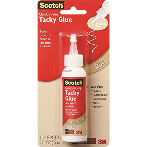 Scotch Quick Drying Tacky Glue, 2 fl oz, Acid Free and Photo Safe (6052A-1)