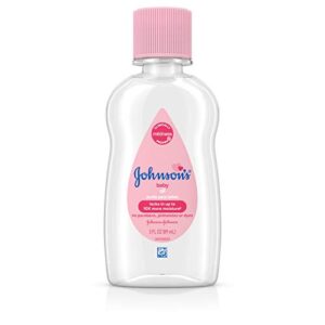 johnson's baby oil, pure mineral oil to prevent moisture loss, hypoallergenic, original 3 fl. oz