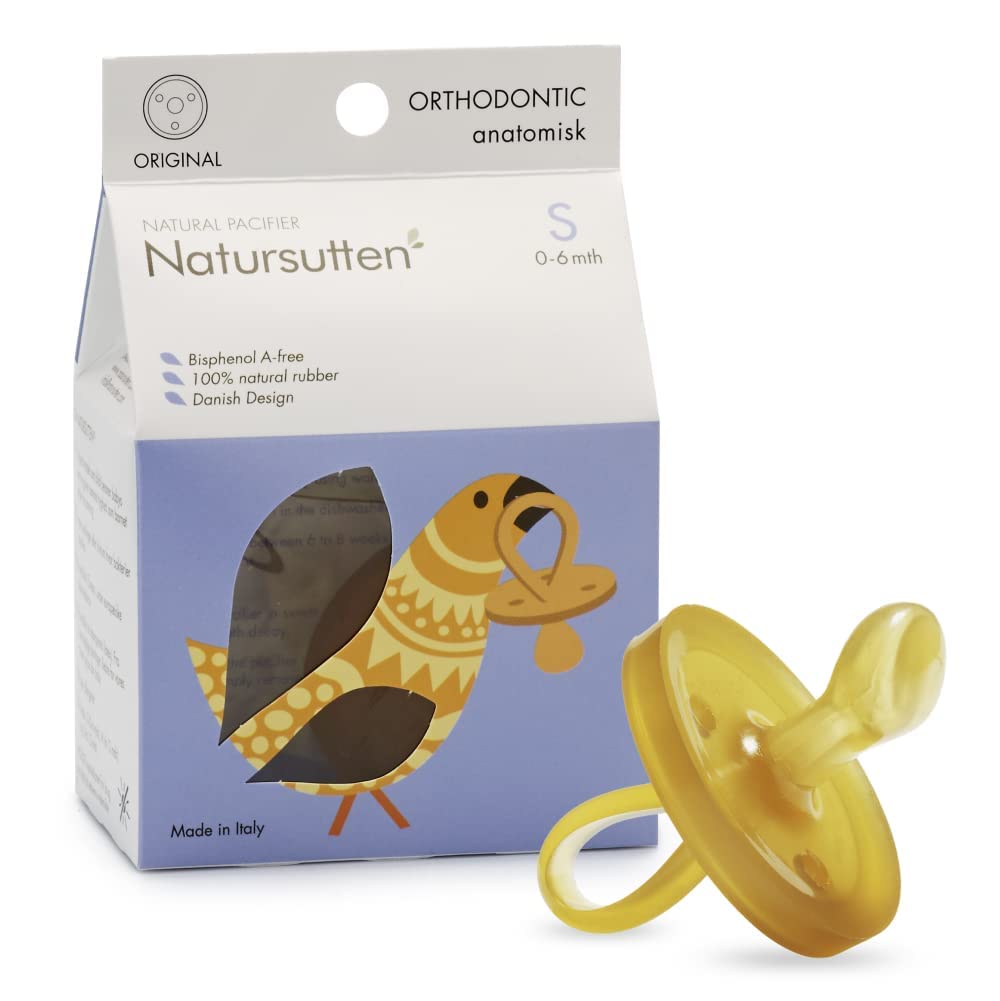 Natursutten Pacifiers 0-6 Months - 1-Pack Original Shield Orthodontic Nipple Natural Rubber Safe & Soft BPA-Free Pacifiers for Breastfeeding Babies - Newborn Pacifiers Made in Italy