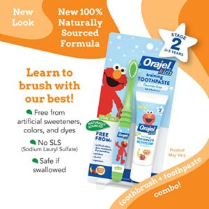 Orajel Elmo Fluoride-Free Tooth & Gum Cleanser with Toothbrush, Combo Pack, Banana Apple Flavored Non-Fluoride, 2 Piece Set