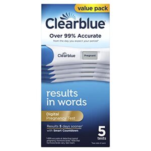 clearblue digital pregnancy test with smart countdown, 5 count