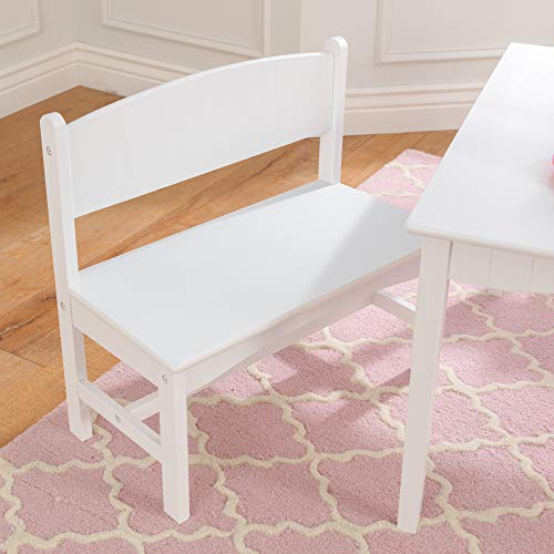 KidKraft Nantucket Wooden Table with Bench and 2 Chairs, Children's Furniture - White, Gift for Ages 3-8