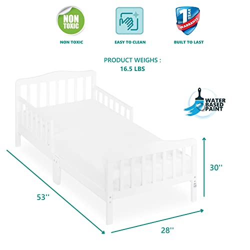 Dream On Me Classic Design Toddler Bed in White, Greenguard Gold Certified