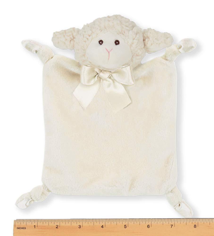 Bearington Baby Wee Lamby, Small Lamb Stuffed Animal Lovey Security Blanket, 8" x 7"