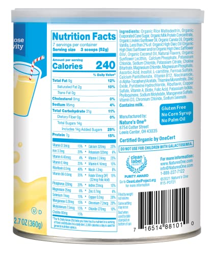 PediaSmart Dairy Vanilla Complete Nutrition Beverage Powder Mix, 12.7 Oz (Pack of 1) | | USDA Organic | Clean Label Project Verified