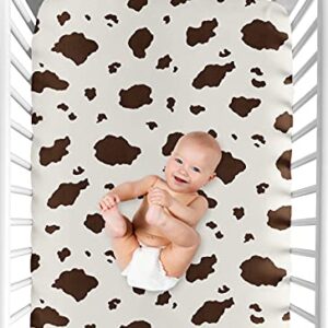 Wild West Cowboy Fitted Crib Sheet for Baby and Toddler Bedding Sets by Sweet Jojo Designs - Cow Print