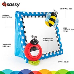 Sassy Tummy Time Floor Mirror | Developmental Baby Toy | Newborn Essential for Tummy Time | Great Shower Gift