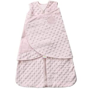 halo sleepsack plush dot velboa swaddle, 3-way adjustable wearable blanket, tog 3.0, pink, newborn, 0-3 months