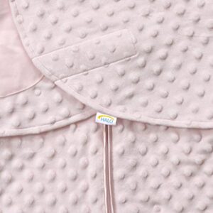 HALO Sleepsack Plush Dot Velboa Swaddle, 3-Way Adjustable Wearable Blanket, TOG 3.0, Pink, Newborn, 0-3 Months