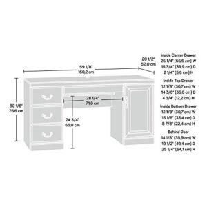 Sauder Heritage Hill Computer Credenza, L: 59.25" x W: 20.47" x H: 30.24", Classic Cherry