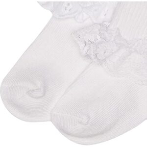 Jefferies Socks 2 Pack Eyelet Lace Trim And Lace Trim Sock - White/White, 12-24 Months