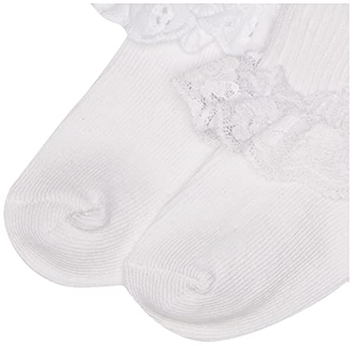 Jefferies Socks 2 Pack Eyelet Lace Trim And Lace Trim Sock - White/White, 12-24 Months