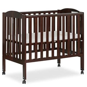 dream on me 2 in 1 portable folding stationary side crib in espresso, greenguard gold certified 40x26x38 inch (pack of 1)