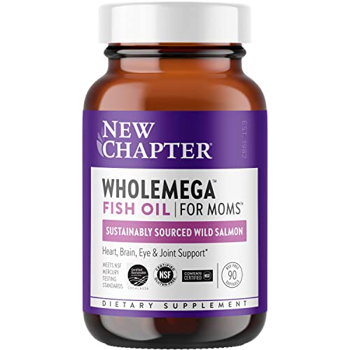 New Chapter Prenatal DHA - Wholemega for Moms Fish Oil Supplement with Omega-3 + Vitamin D3 for Prenatal & Postnatal Support - 90 ct softgels 500mg