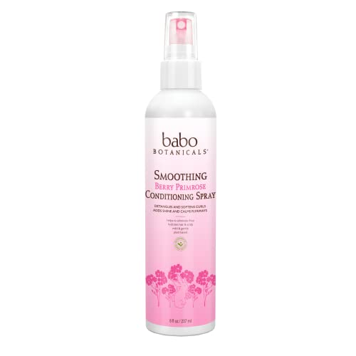 Babo Botanicals Smoothing Detangling Spray with Natural Softening Berry and Evening Primrose Oil - for Babies, Kids and Adults with Tangly or Curly Hair - Light Citrus Berry Scent - 8 oz.