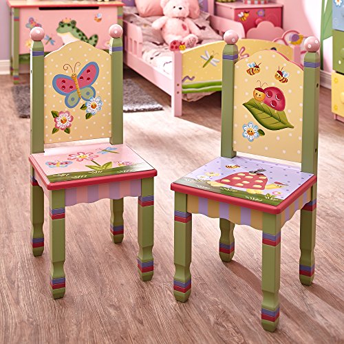 Fantasy Fields - Magic Garden Thematic Kids Wooden 2 Chairs Set, Imagination Inspiring Hand Crafted & Hand Painted Details