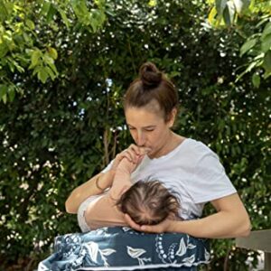 My Brest Friend Original Nursing Pillow for Breastfeeding, Nursing and Posture Support with Pocket and Removable Slipcover, Navy Bluebells