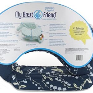 My Brest Friend Original Nursing Pillow for Breastfeeding, Nursing and Posture Support with Pocket and Removable Slipcover, Navy Bluebells