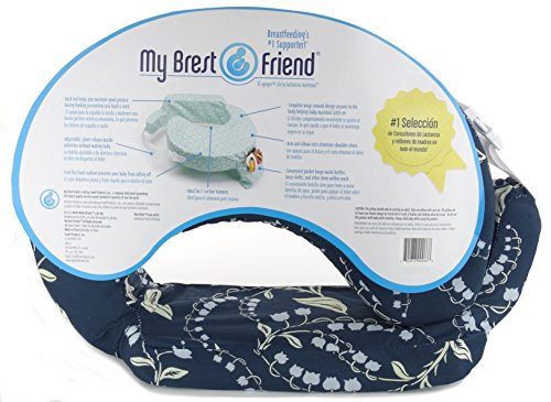 My Brest Friend Original Nursing Pillow for Breastfeeding, Nursing and Posture Support with Pocket and Removable Slipcover, Navy Bluebells