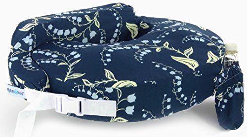 My Brest Friend Original Nursing Pillow for Breastfeeding, Nursing and Posture Support with Pocket and Removable Slipcover, Navy Bluebells