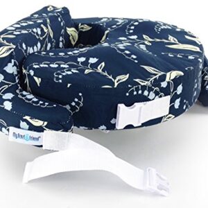 My Brest Friend Original Nursing Pillow for Breastfeeding, Nursing and Posture Support with Pocket and Removable Slipcover, Navy Bluebells