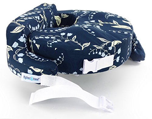 My Brest Friend Original Nursing Pillow for Breastfeeding, Nursing and Posture Support with Pocket and Removable Slipcover, Navy Bluebells