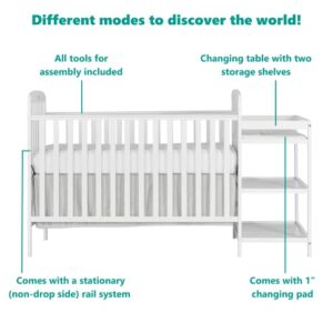 Dream On Me Anna 4-In-1 Full-Size Crib And Changing Table Combo In White