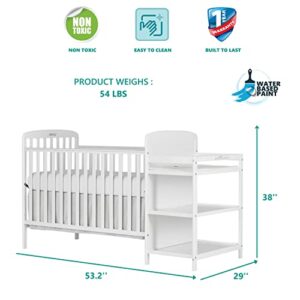 Dream On Me Anna 4-In-1 Full-Size Crib And Changing Table Combo In White