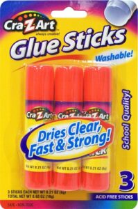 cra-z-art washable glue sticks, pack of 3 (11303),white