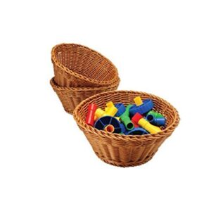 constructive playthings round plastic brown woven baskets, set of 3